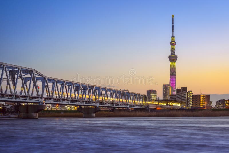 Tokyo, Japan River Skyline at Tokyo Skytree Stock Image - Image of ...