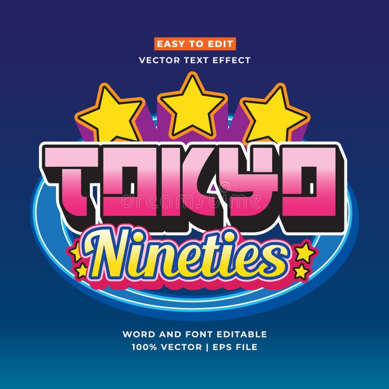 Retro Tokyo Japan 3D Vector Cartoon Style Editable Text Effect Stock ...