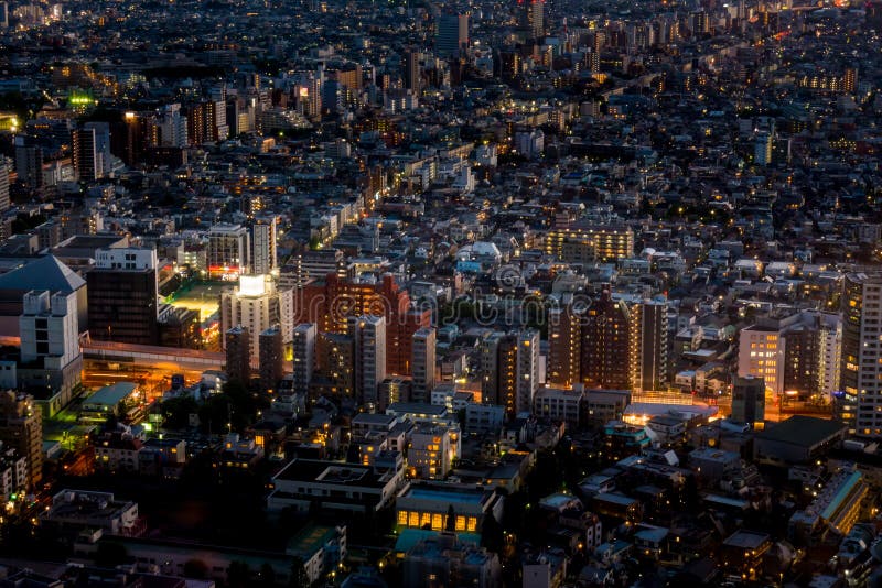 Tokyo Metropolis Business Buildings Neon Light Stock Image - Image of ...