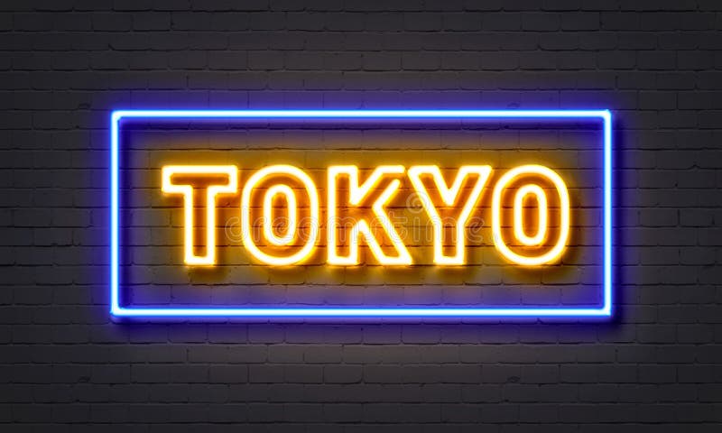Tokyo Neon Sign on Brick Wall Background. Stock Photo - Image of modern ...