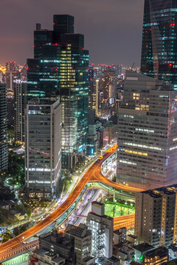 Tokyo at night stock image. Image of highway, architecture - 70029241