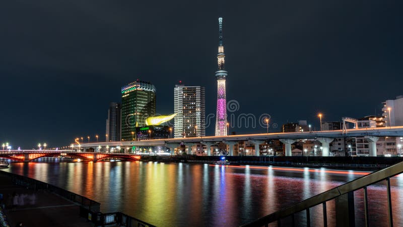 Tokyo Night Scene editorial stock photo. Image of blue - 154242618
