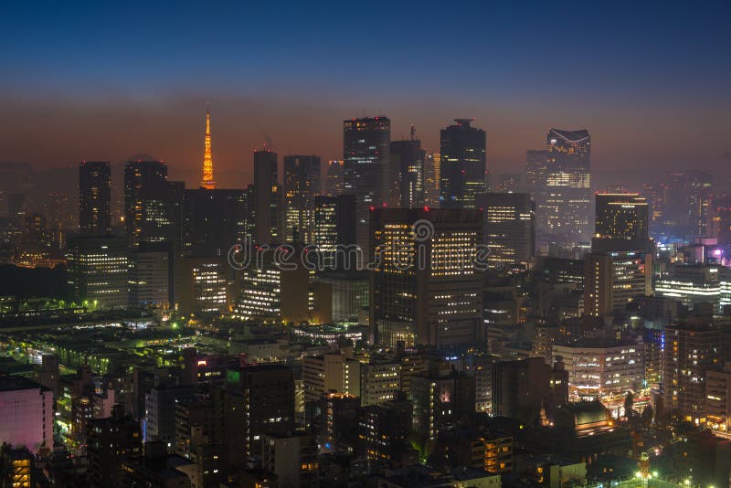 Tokyo Night Scene, Panoramic View Stock Photo - Image of landscape ...