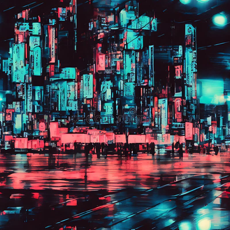 Tokyo Nights Illuminated Lights Abstract Ai Generated Art Background ...
