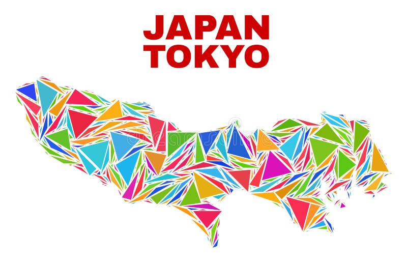Tokyo Prefecture Map - Mosaic of Color Triangles Stock Vector ...