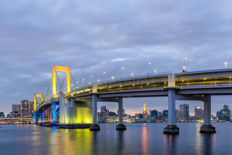 Tokyo Rainbow Bridge in Japan. Stock Image - Image of bridge, city ...