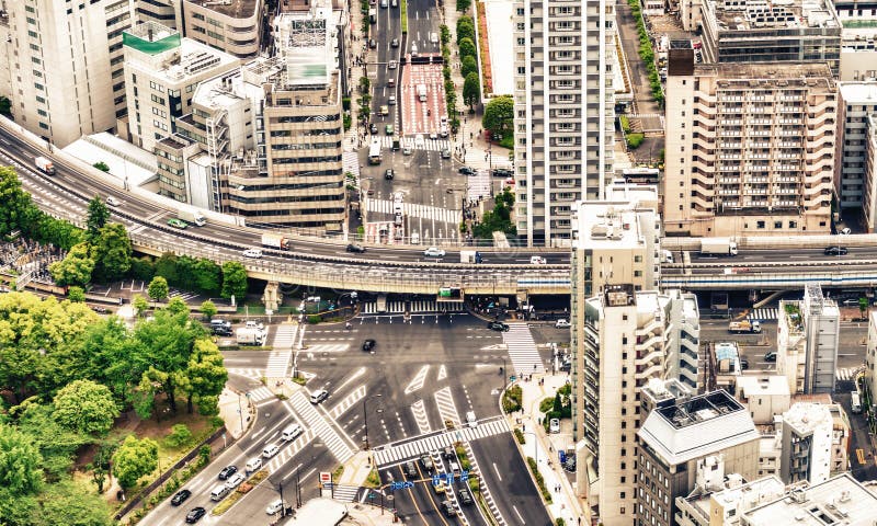 Tokyo Road Intersection and Buildings Stock Photo - Image of crosswalk ...