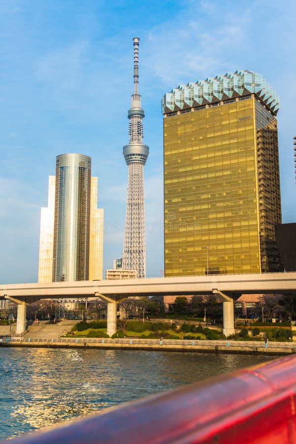 Tokyo Sky Tree and Azumabashi Riverside Editorial Photography - Image ...