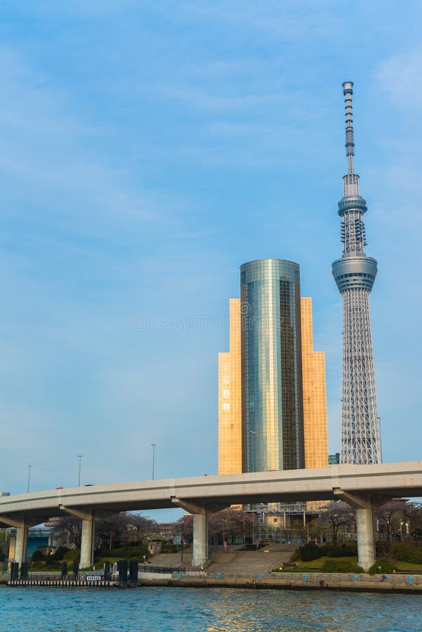 Tokyo Sky Tree and Azumabashi Riverside Editorial Photo - Image of ...