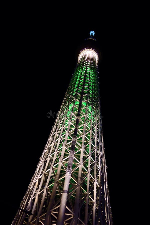 Tokyo Sky Tree night view editorial stock photo. Image of tower - 157405628