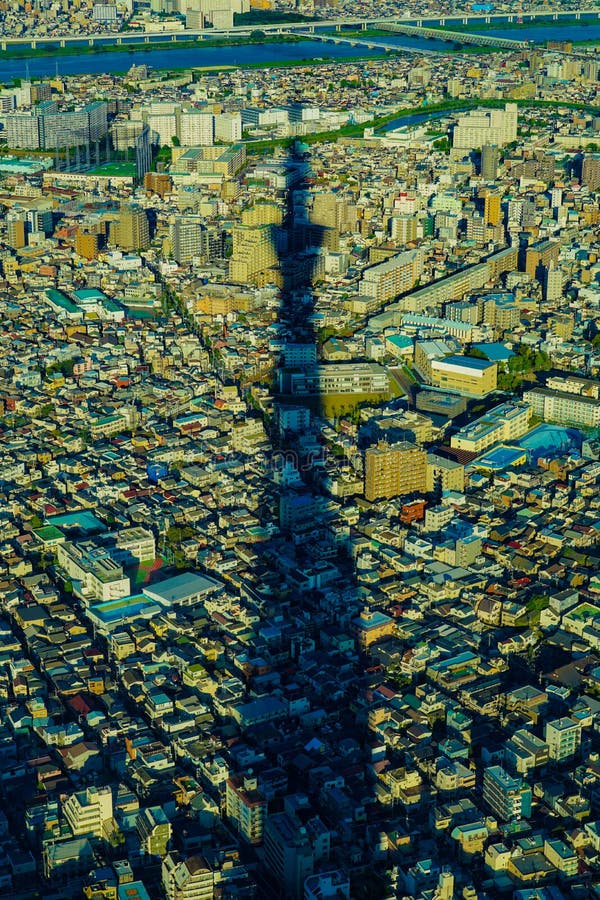 Tokyo Sky Tree Shadow stock photo. Image of great, city - 243795080