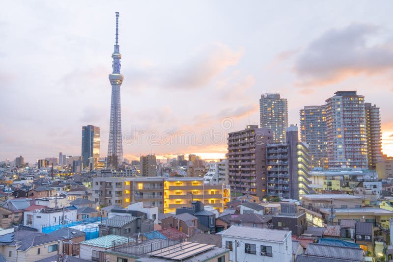 Tokyo sky tree stock image. Image of dusk, financial - 76333777