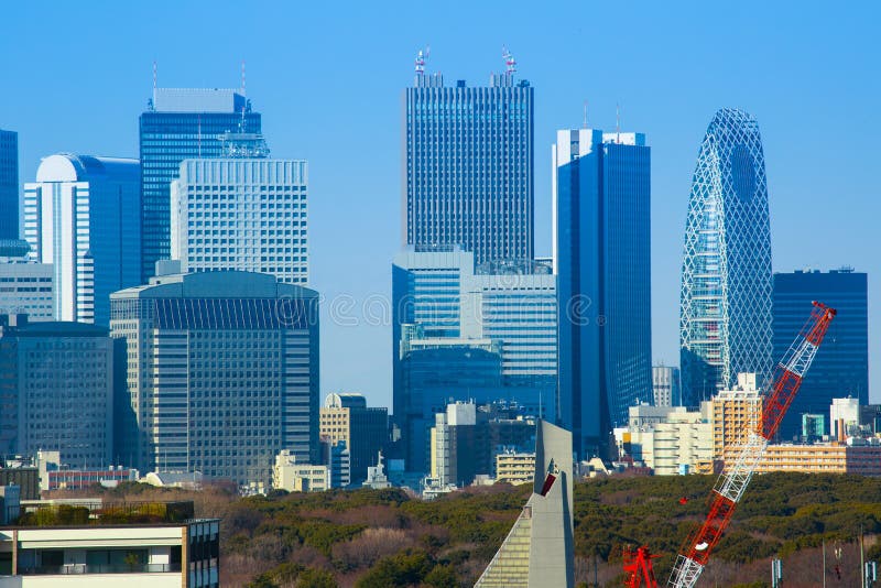Tokyo Skyline in nice day editorial stock photo. Image of cross - 140847923