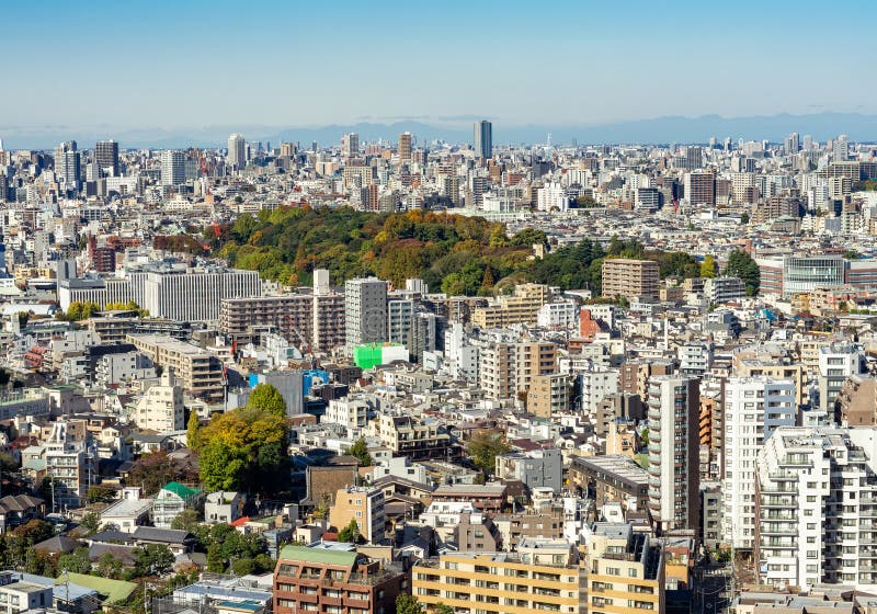 Tokyo Skyline on a Sunny Day, Japan Stock Illustration - Illustration ...