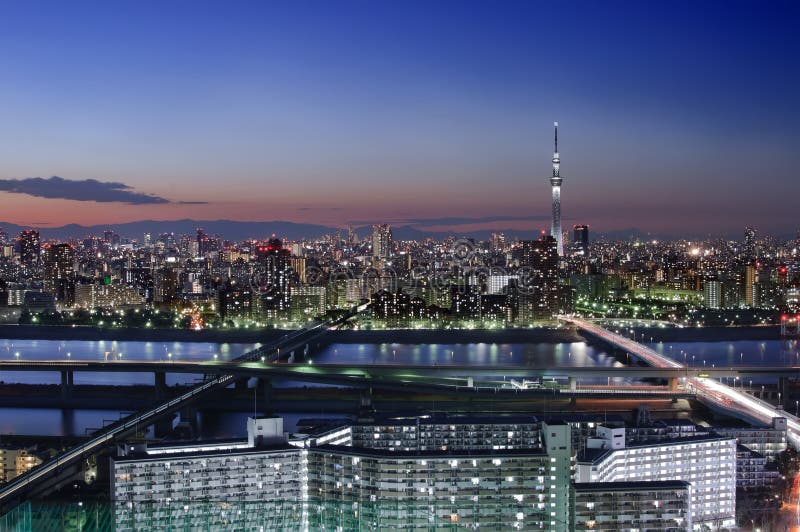 Tokyo Skyline at Sunset stock image. Image of building - 33023021