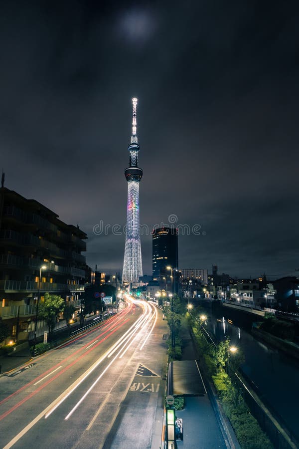 Tokyo Skytree Tower View at Night. Editorial Photography - Image of ...