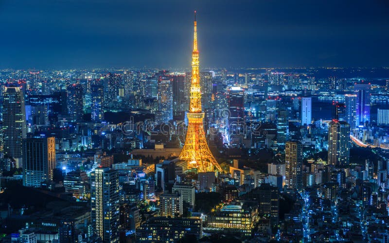 Tokio bei Nacht, Japan stockfoto. Bild von japan, gebäude - 80462062