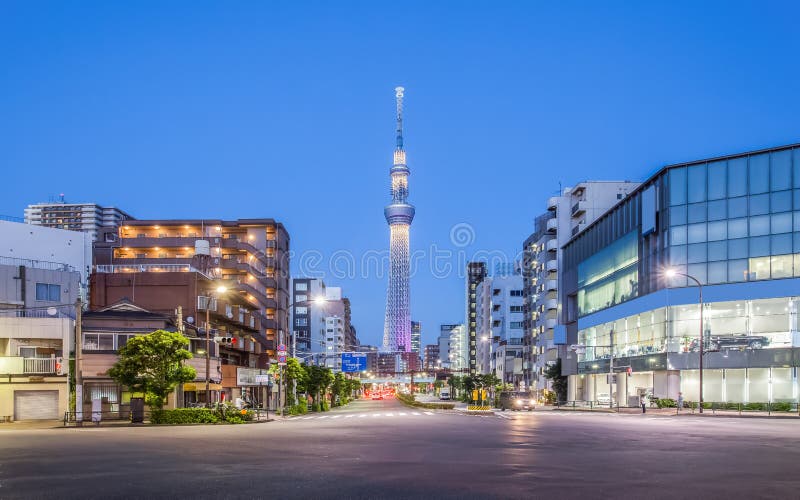 Tokyo Street View and Tokyo Sky Tree Editorial Stock Image - Image of ...