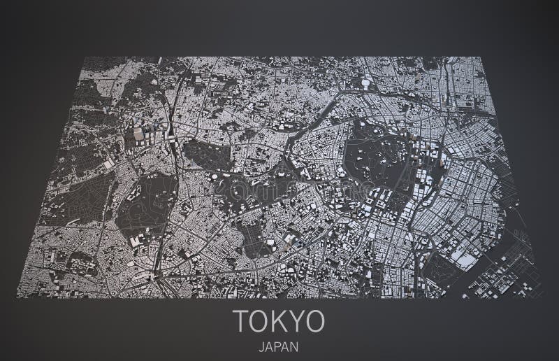 Tokyo Streets and Buildings 3d Map, Japan Stock Illustration ...