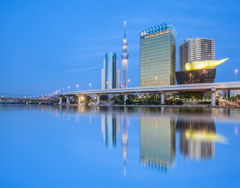 Tokyo Sumida River View with High Building Stock Photo - Image of ...