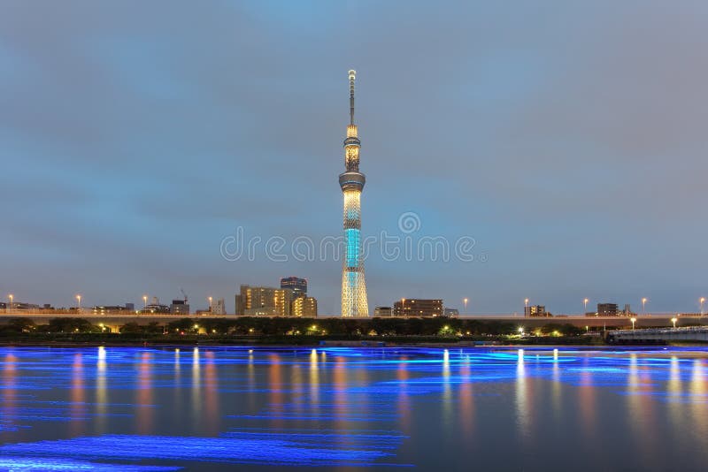 Tokyo Sumida River View with High Building Stock Photo - Image of ...