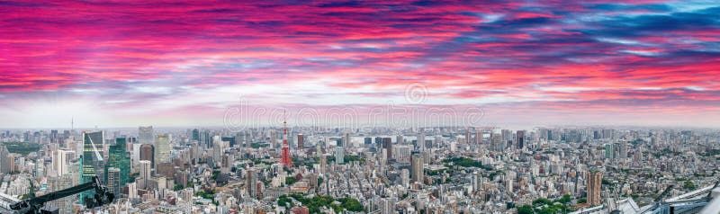 Tokyo at Sunset. Beautiful Aerial View in High Resolution Stock Image ...