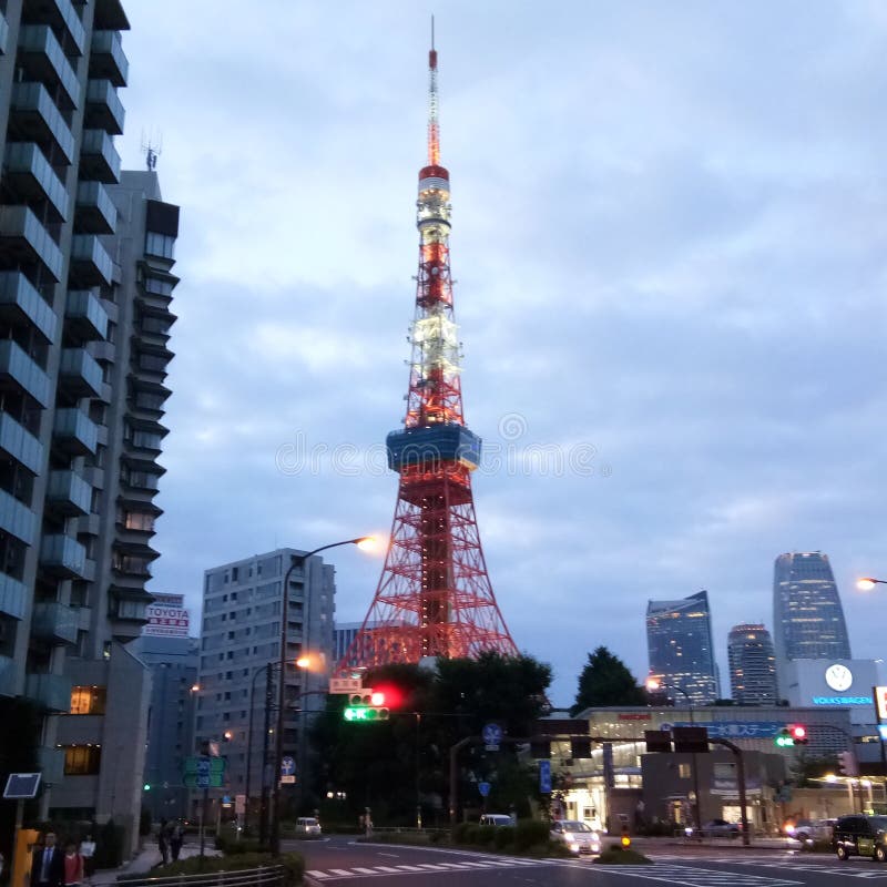 Tokyo tower at afternoon editorial stock photo. Image of dusk - 266279128