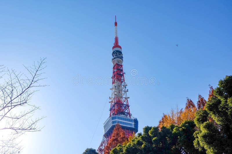 Tokyo Tower with Blue Sky in Tokyo. the Structure is an Eiffel Tower ...