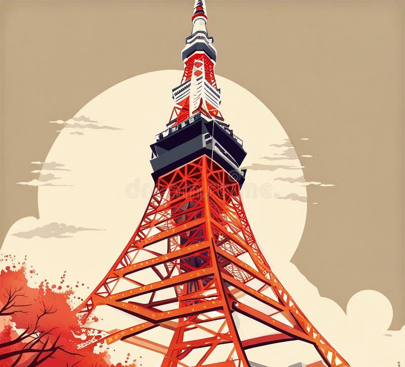 Tokyo tower illustration stock illustration. Illustration of ...