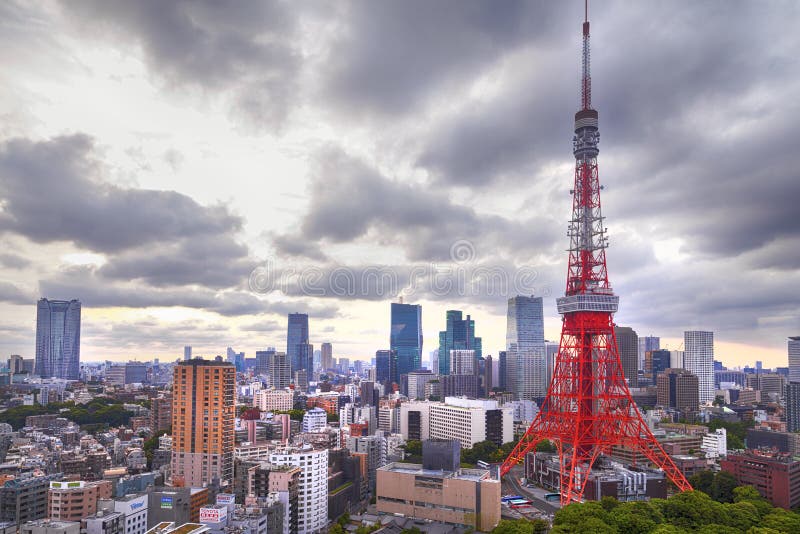 Tokyo tower,Japan editorial image. Image of clouds, symbolic - 74663085