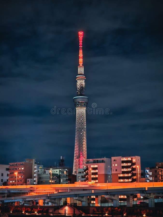 Tokyo Tower with Lights on the City Editorial Stock Image - Image of ...