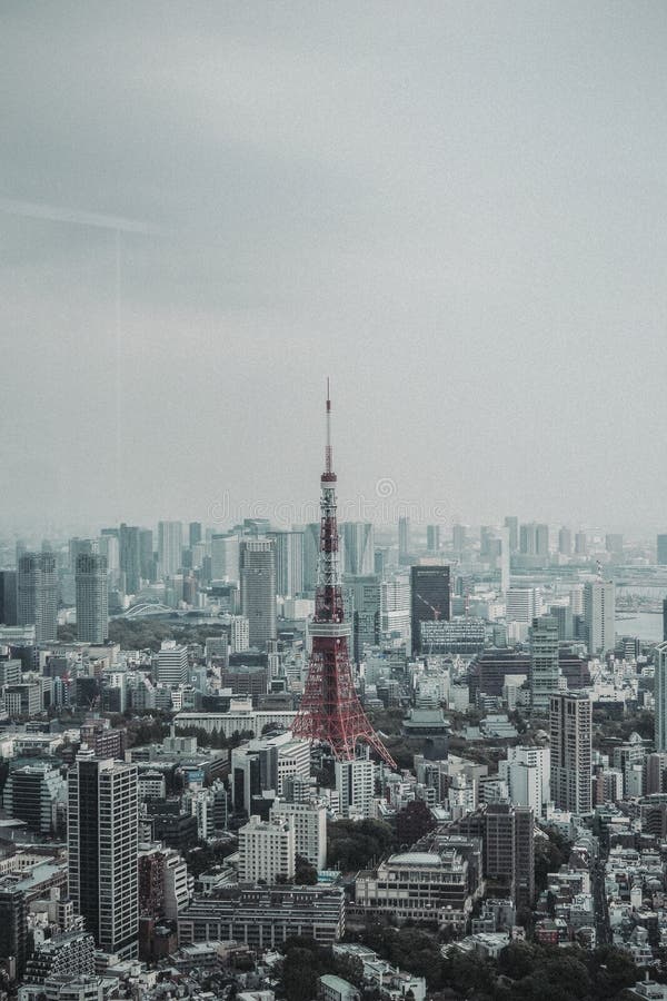 The Tokyo Tower in the Middle of Tokyo Cityscape Skyview Stock Image ...