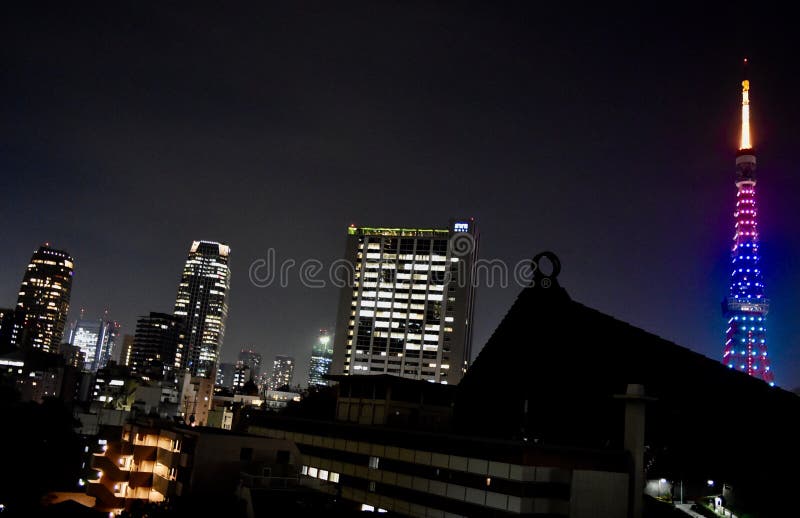 Tokyo Tower Night Many Color Editorial Stock Photo - Image of view ...