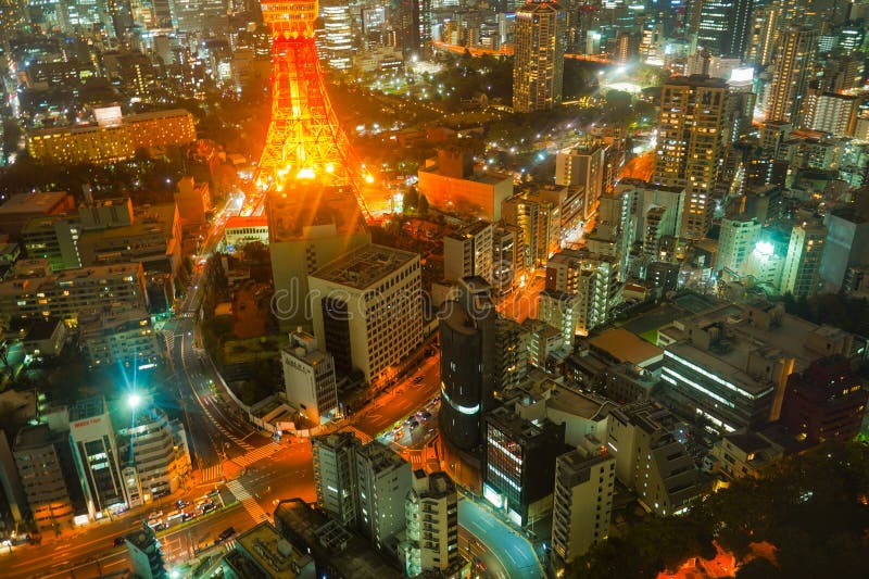 Tokyo tower night view editorial stock photo. Image of view - 337180553