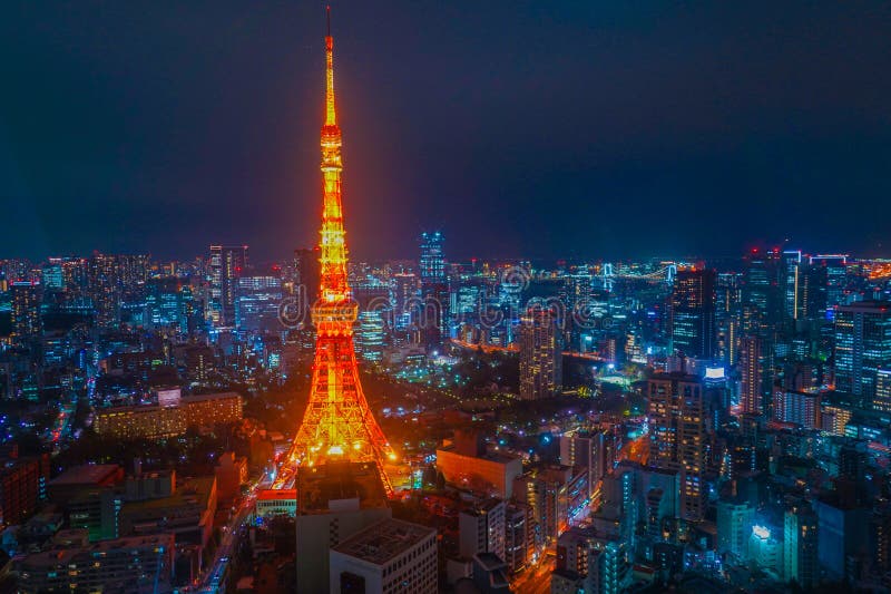 Tokyo tower night view editorial photo. Image of capital - 337180921