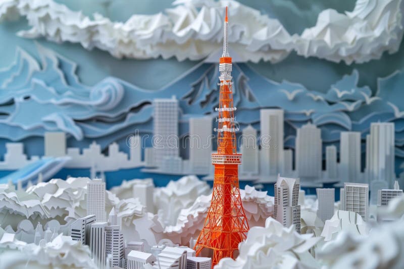 Tokyo Tower Papercraft stock illustration. Illustration of white ...