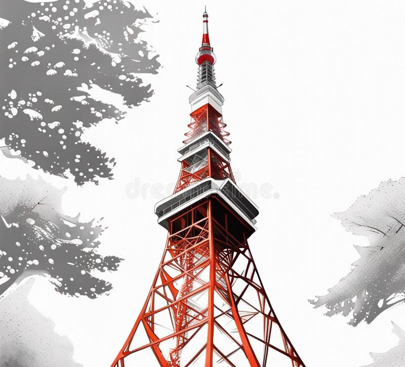 Tokyo tower illustration stock illustration. Illustration of generation ...
