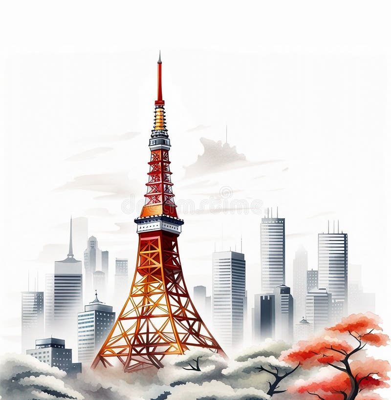 Tokyo tower illustration stock illustration. Illustration of digital ...