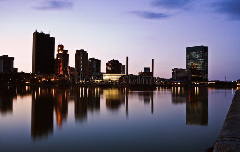 Toledo Ohio Skyline stock photo. Image of river, offices - 24512052