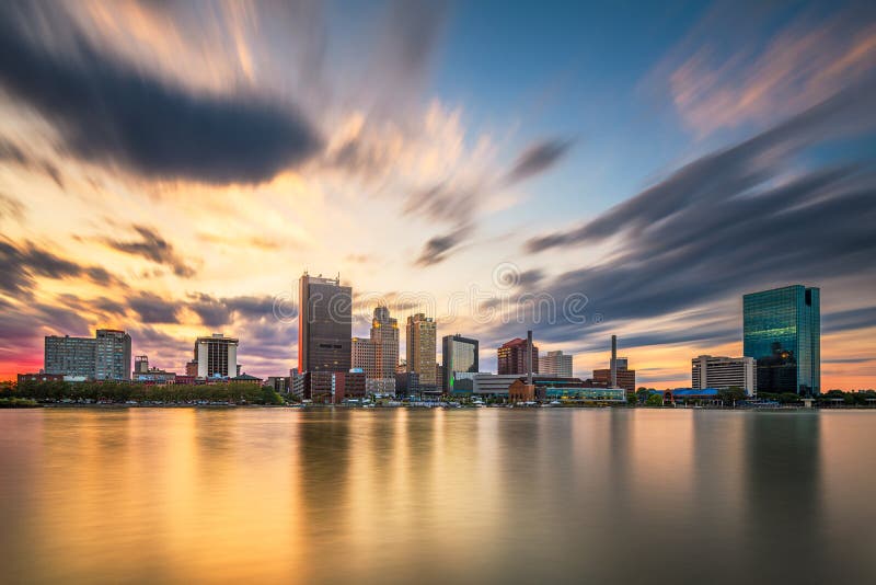 Toledo, Ohio, USA Downtown Skyline on the Maumee River Stock Image ...