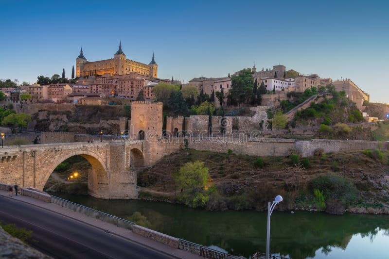 Toledo Skyline with Alcazar of Toledo and Alcantara Bridge - Toledo ...
