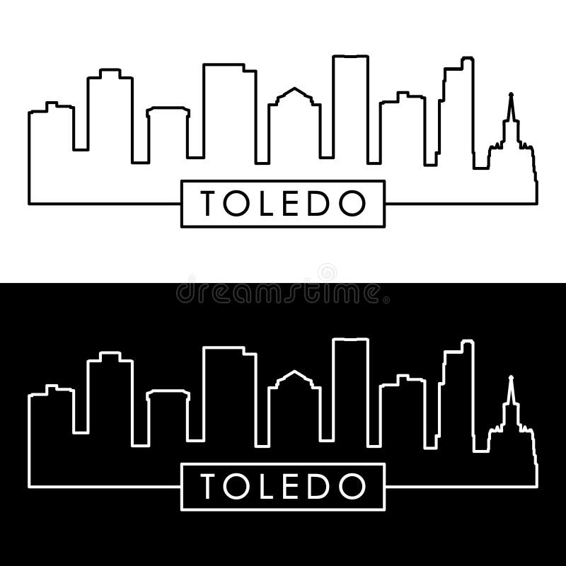 Toledo Skyline. Linear Style Stock Vector - Illustration of landmark ...