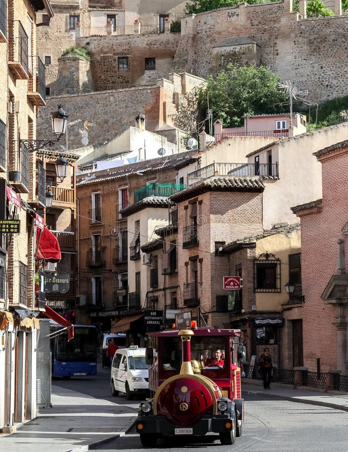 TOLEDO, SPAIN - MAY 06, 2015 - Tourist Train on a Street Editorial ...