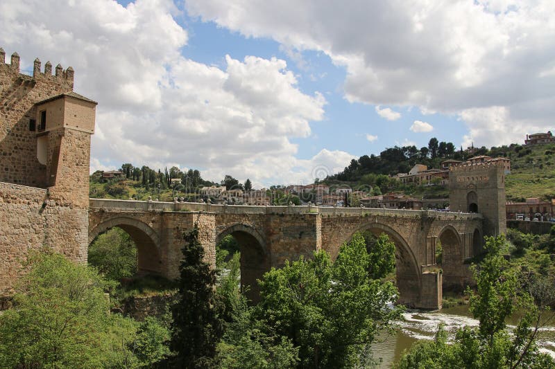 Toledo. Spain. San Martin S Bridge. Stock Image - Image of castle ...