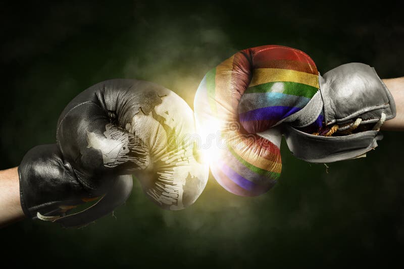 Tolerance Vs. Intolerance Symbolized with Boxing Gloves Stock Image ...
