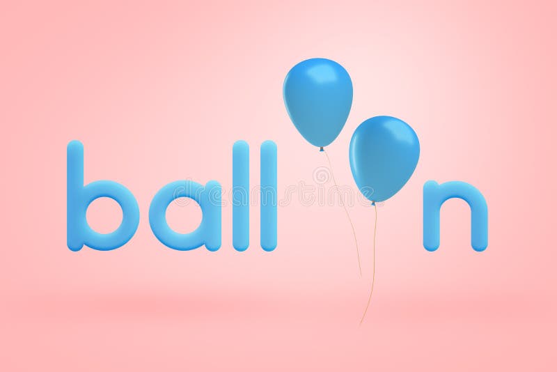 Tolkning 3d Av Blåa Små Bokstäver Som Utgör Ordet ’ballong ’med Två ... Tolkning 3d Av Blåa Små Bokstäver Som Utgör Ordet ’ballong ’med Två ...