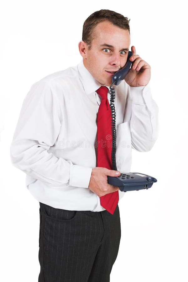 Shocked Young Business Man Talking Red Telephone Stock Photos - Free ...