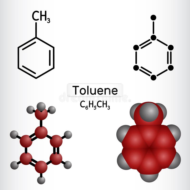 Toluene, Toluol C7H8 Molecule.Structural and 3D Models of Aromatic ...