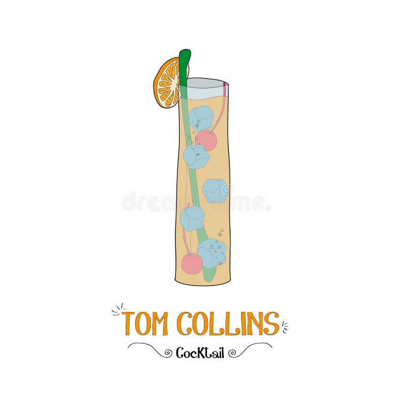 Tom Collins Cocktail for a Customer Illustration for Bar Business Stock ...