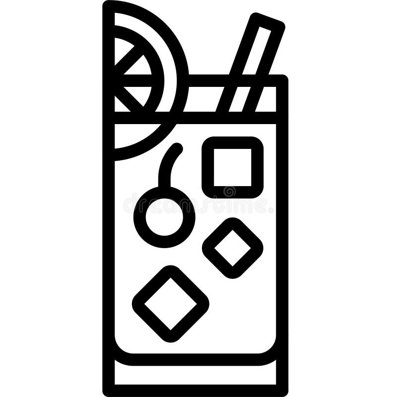 Tom Collins Cocktail Icon, Alcoholic Mixed Drink Vector Stock Vector ...
